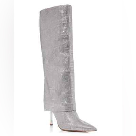 Aqua | Shoes | Nwt Aqua Shimmering Silver 3 Inch Kneehigh Boots | Poshmark